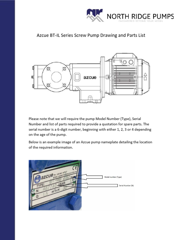 Azcue BT IL Series Screw Pump English | PDF