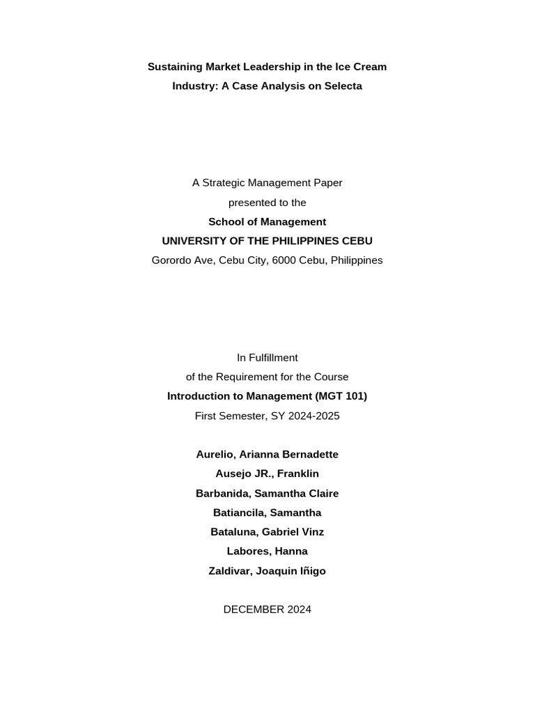 SELECTA (Strategic Management Paper) | PDF | Brand | Business Economics