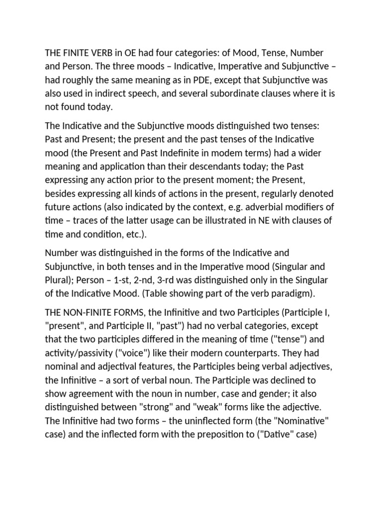 old english verb classes | PDF | Grammatical Tense | Linguistics