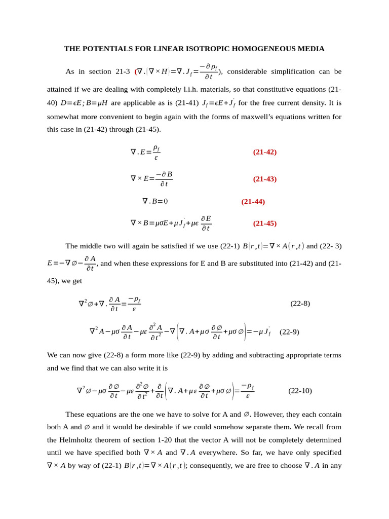 EDIT-THE POTENTIALS FOR LINEAR ISOTROPIC HOMOGENEOUS MEDAN | PDF | Mathematical Objects ...
