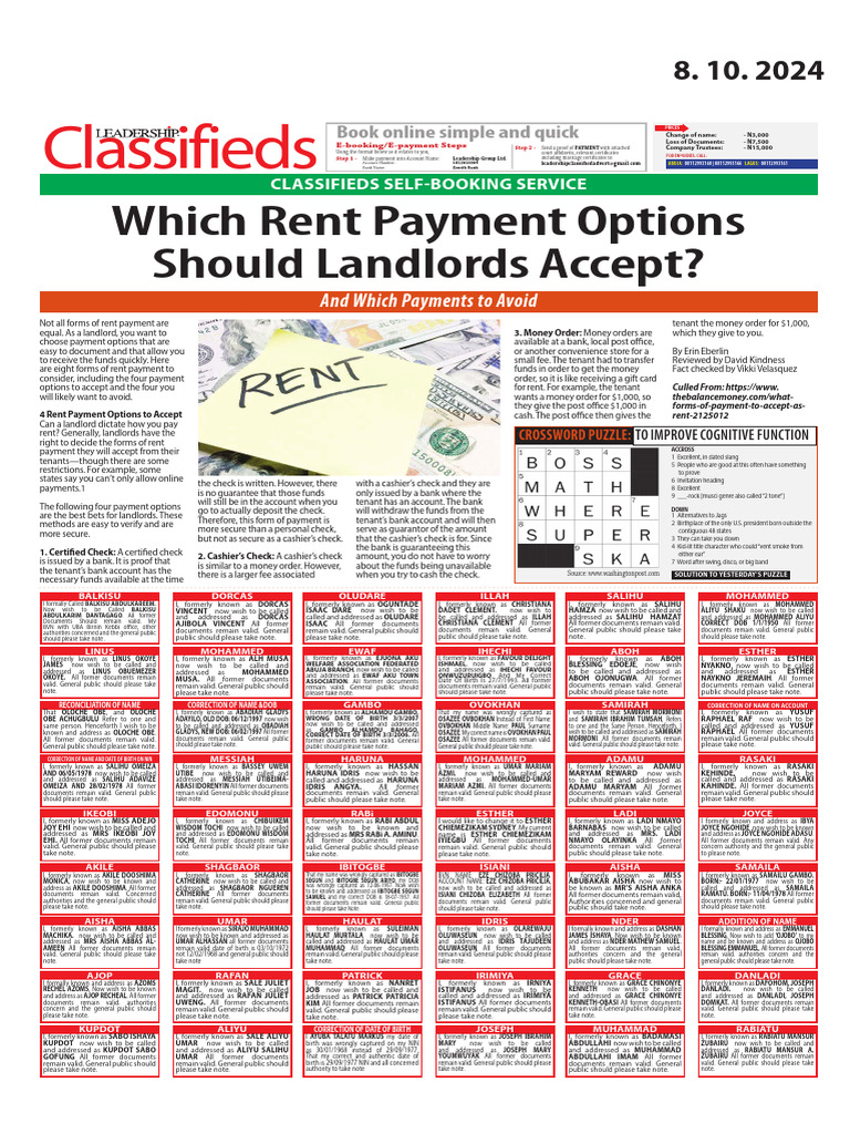 Rent Payment Options for Landlords | PDF | Cashier's Check | Money Order
