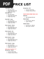 Pricelist Printing | PDF | Office Work | Computing