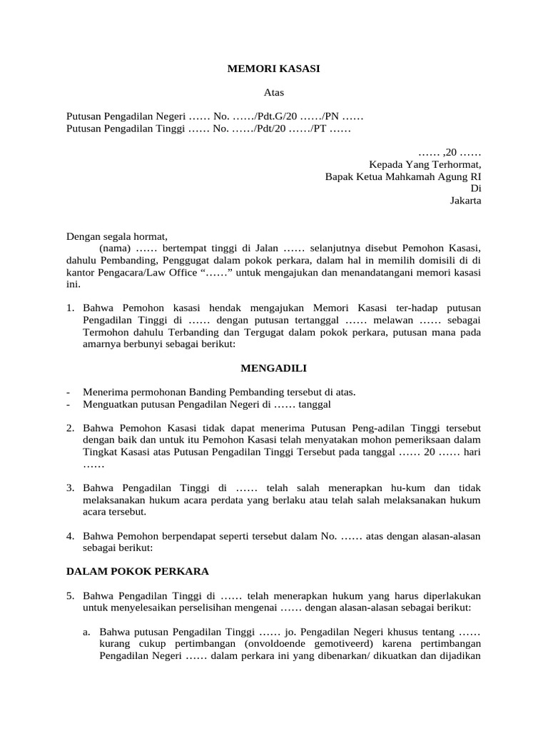 Format Kasasi | PDF