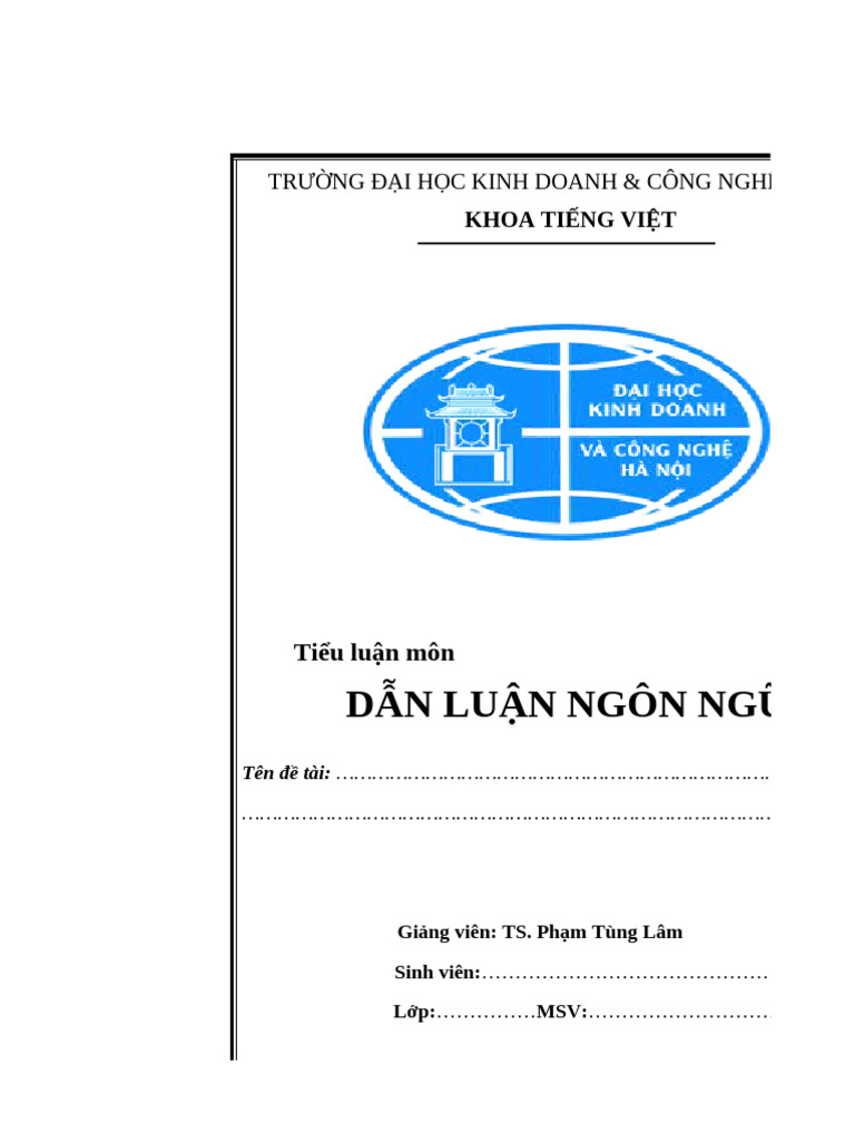 Bìa tiểu luận DLNN | PDF