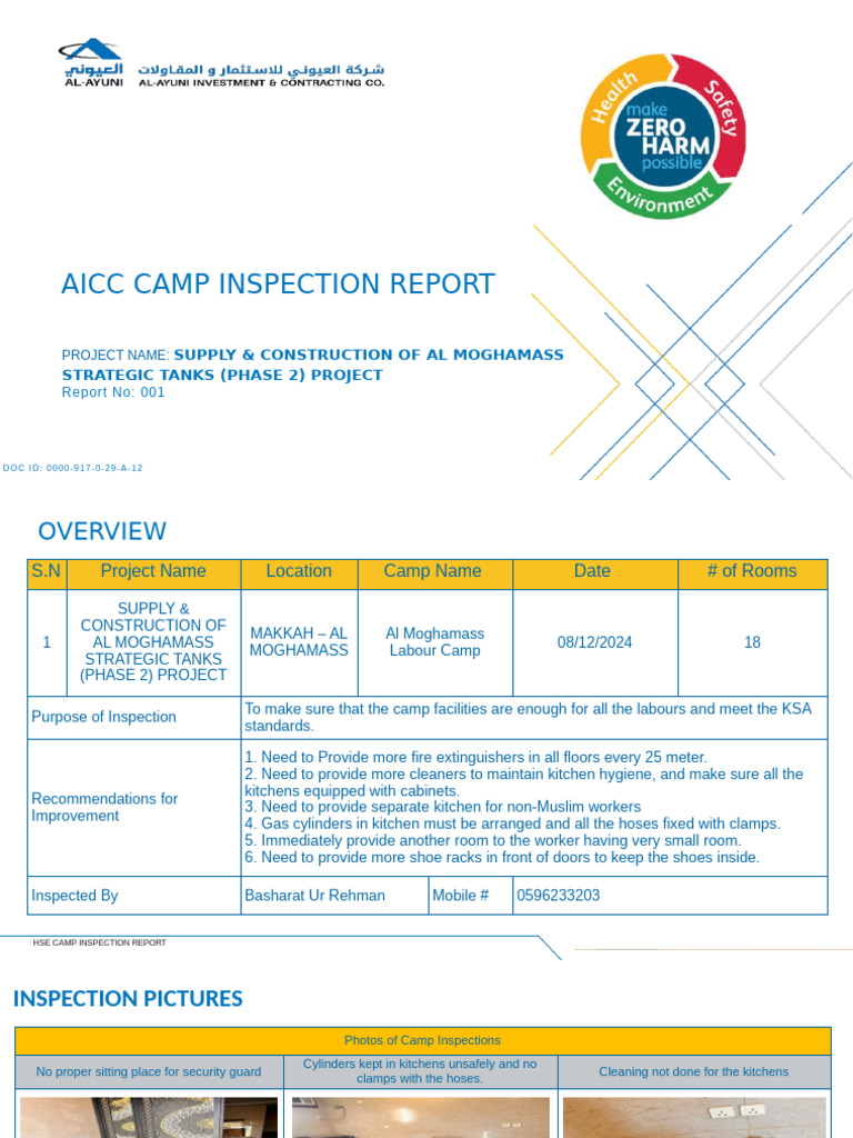 AICC Camp Inspection Report 001 | PDF | Kitchen