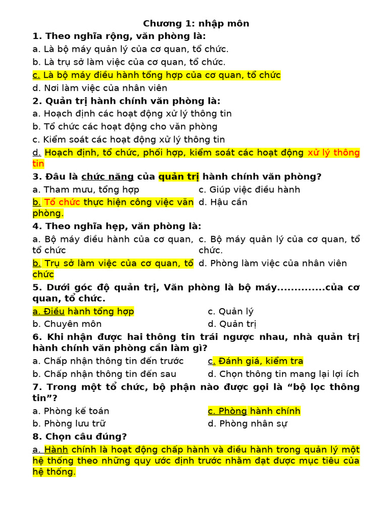 ÔN TẬP HCVP | PDF