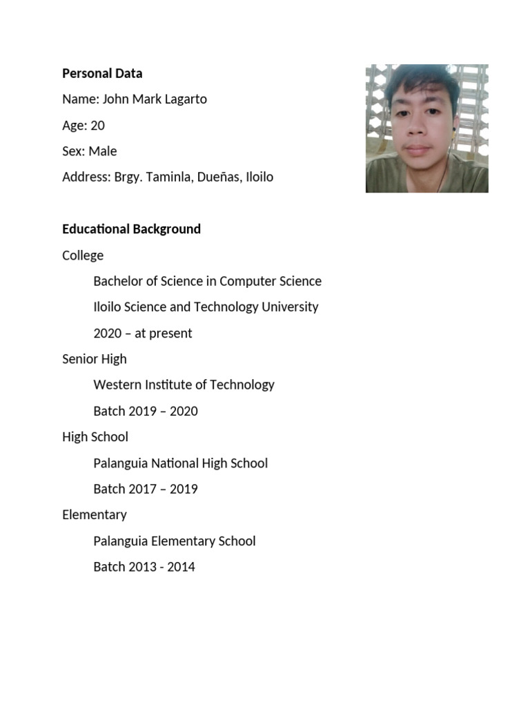 John Mark Lagarto's Education Profile | PDF