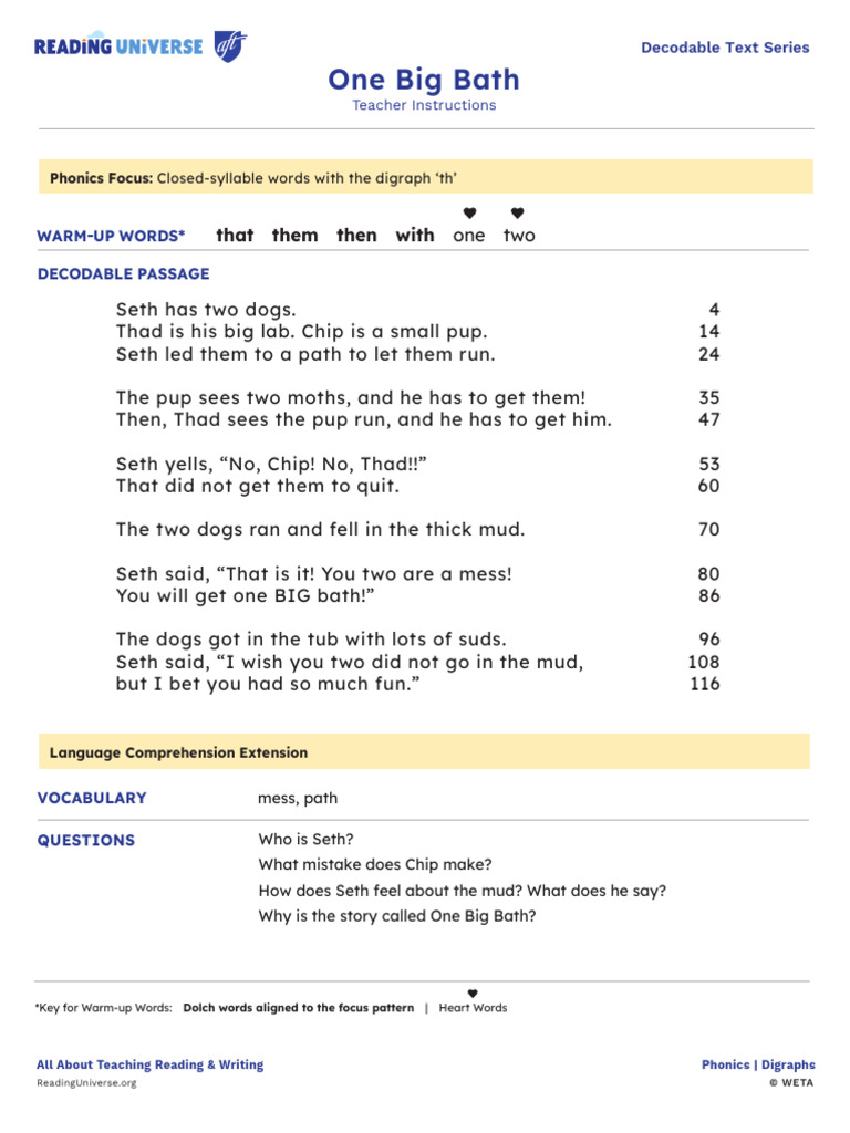 Decodable-One-Big-Bath | PDF | Phonics | Pedagogy