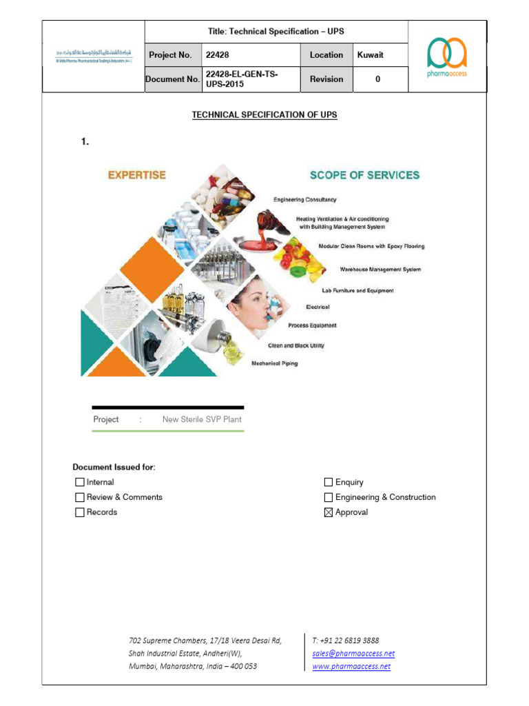 UPS Technical Specification for Kuwait Project | PDF | Power Supply ...