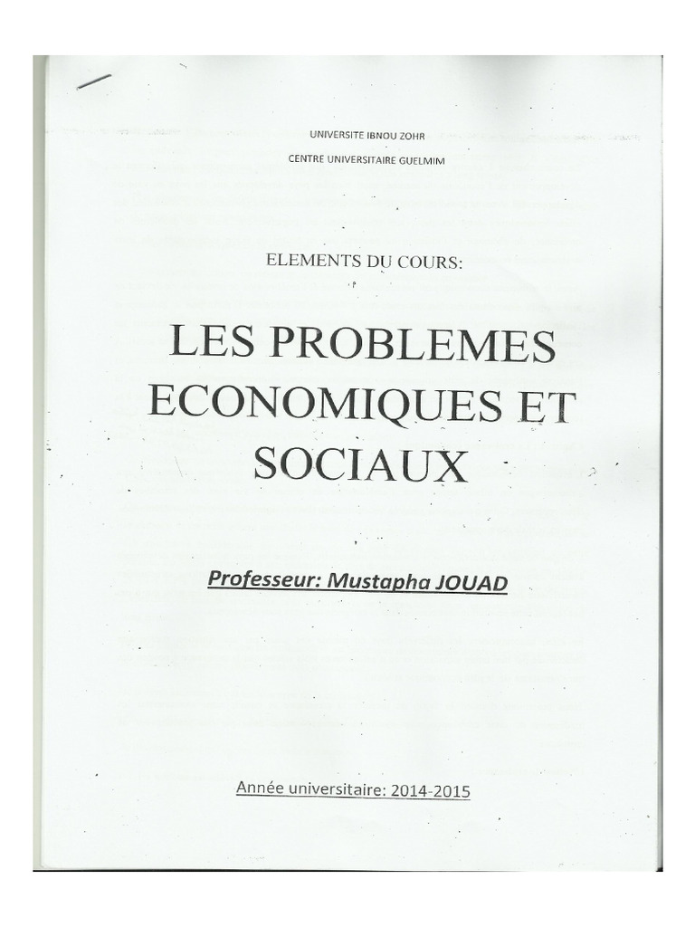 Cours Probleme Economique Et Sociaux s3 PDF | PDF