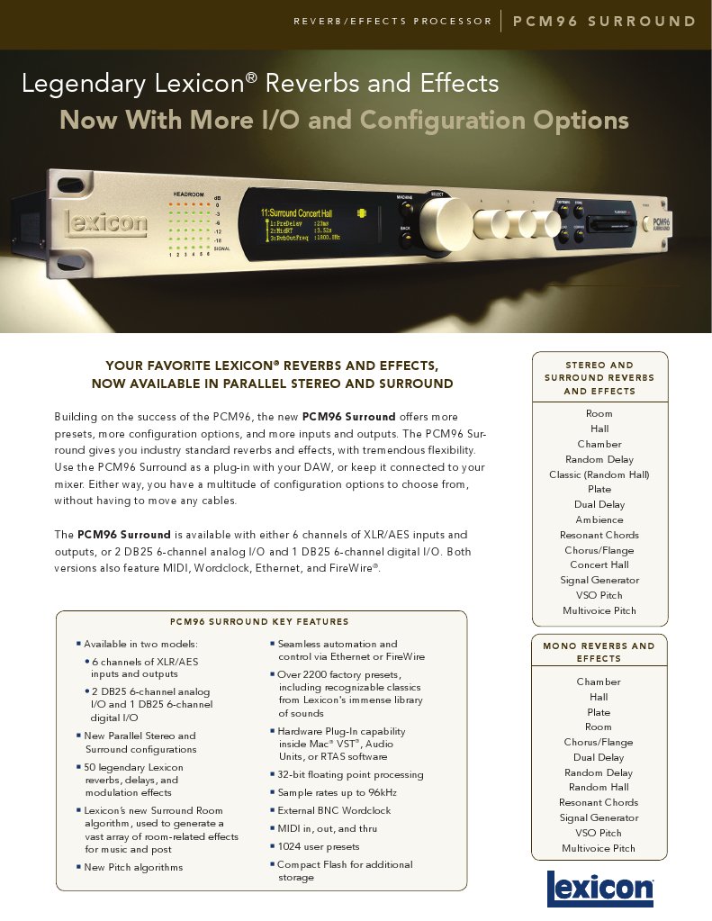 Pcm96 Surround Datasheet | PDF | Input/Output | Audio Electronics