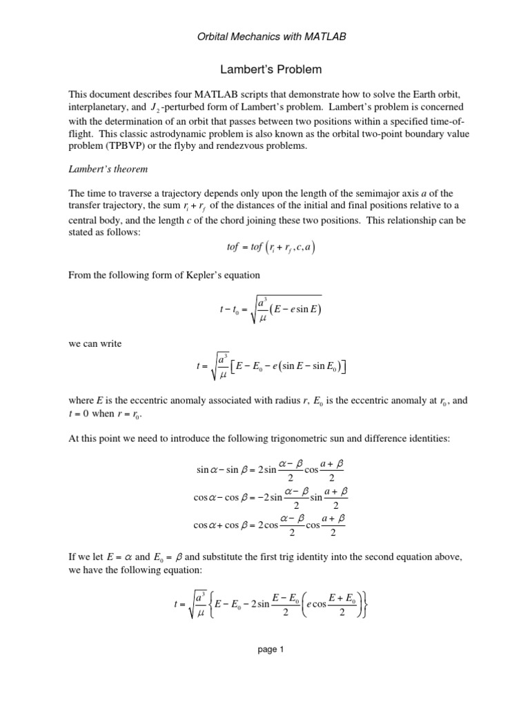 Lambert | PDF | Orbit | Planets