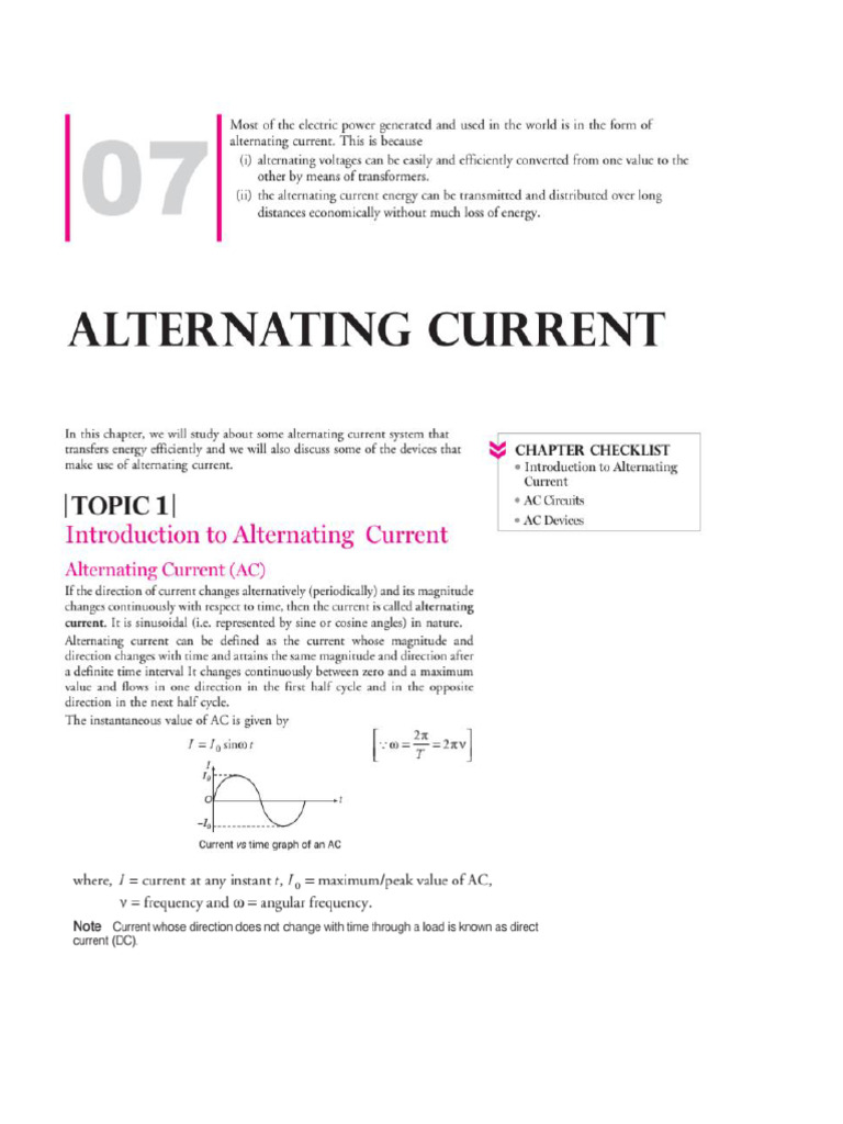 NCERTSTUDY Notes For Class 12-5. Physics-Alternating Current | PDF