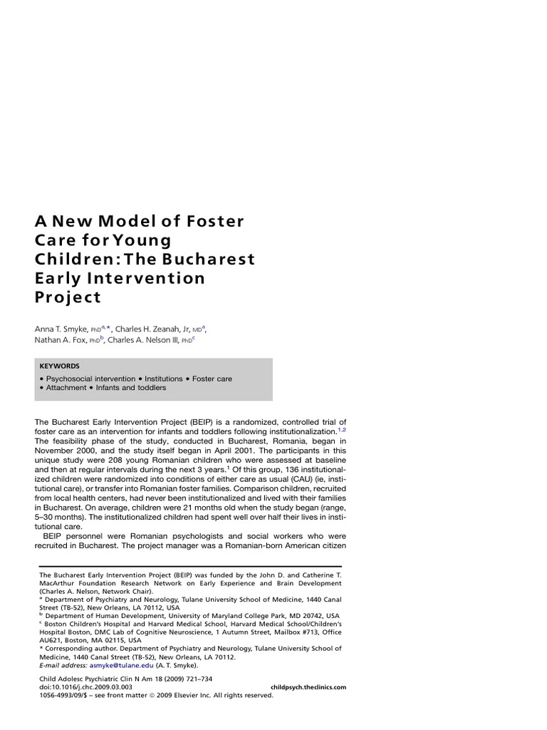 A new model of foster care for young children_ the Bucharest early ...