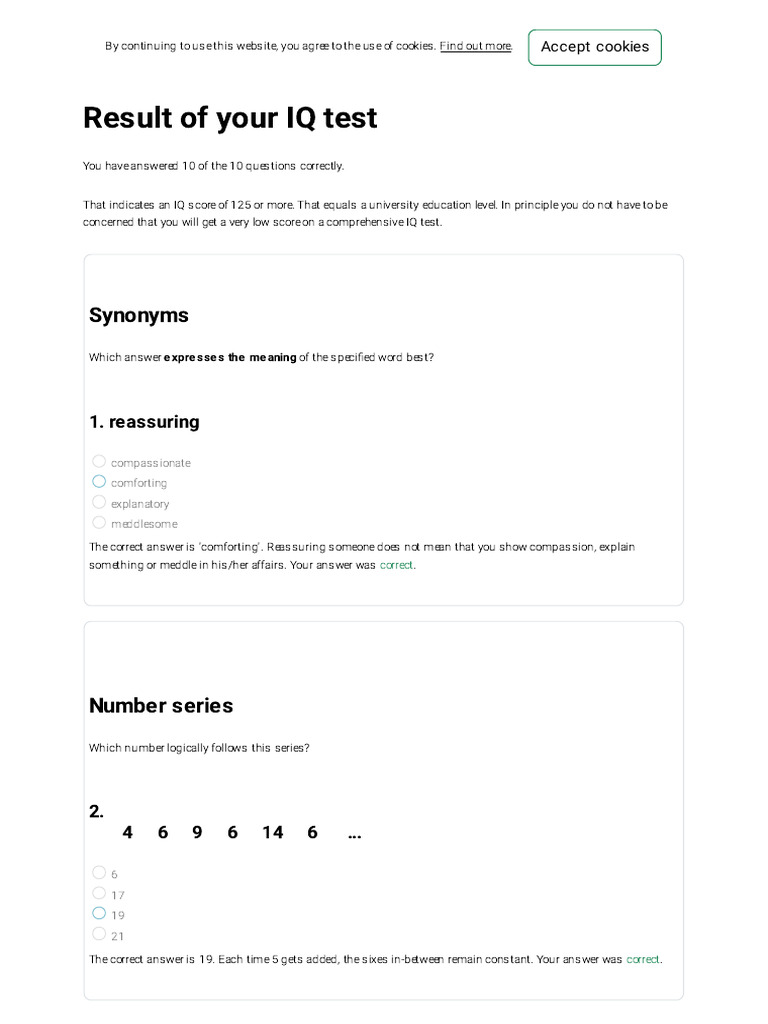 IQ Test. No obligations, free online IQ test at 123test.com | PDF ...