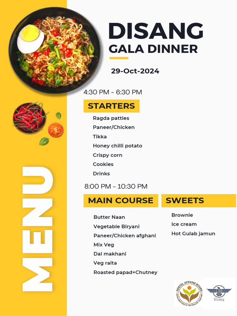 Gala Dinner Menu: Starters & Mains | PDF