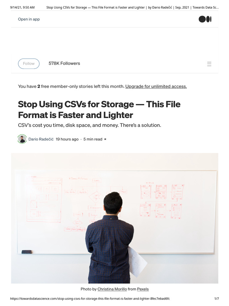 Stop Using CSVs For Storage - This File Format Is Faster and Lighter - by Dario Radečić - Sep ...