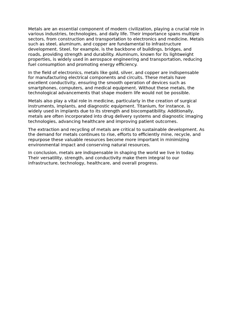The Crucial Role of Metals in Modern Life | PDF