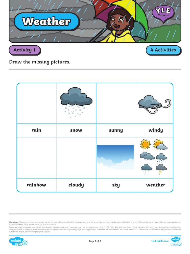 YLE Movers Exam Prep Lesson Weather | PDF | English As A Second Or ...