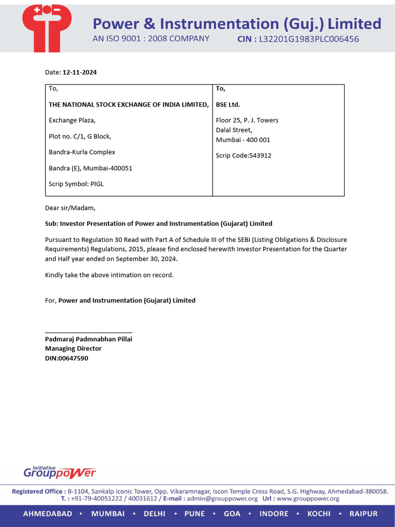 PIGL Investor Presentation Q2 FY25 | PDF | Expense | Renewable Energy