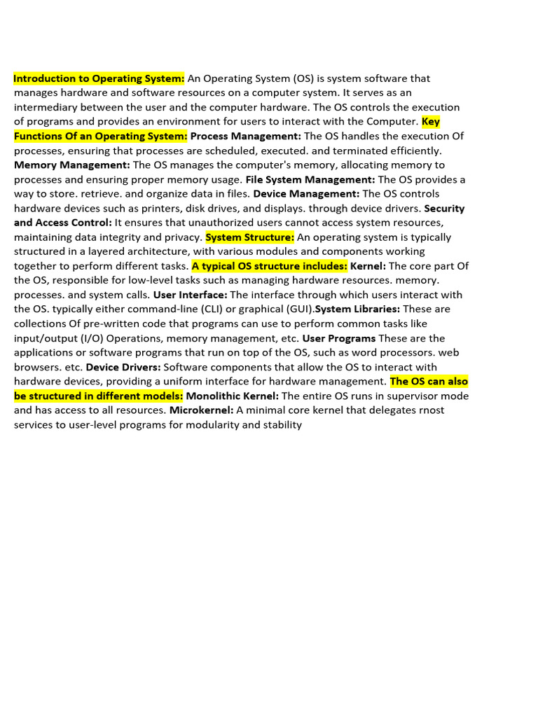 Os Unit 01 Renew | PDF | Operating System | Kernel (Operating System)