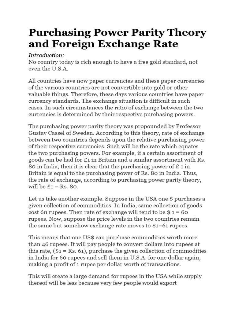 PPP Theory | PDF | Purchasing Power Parity | Exchange Rate