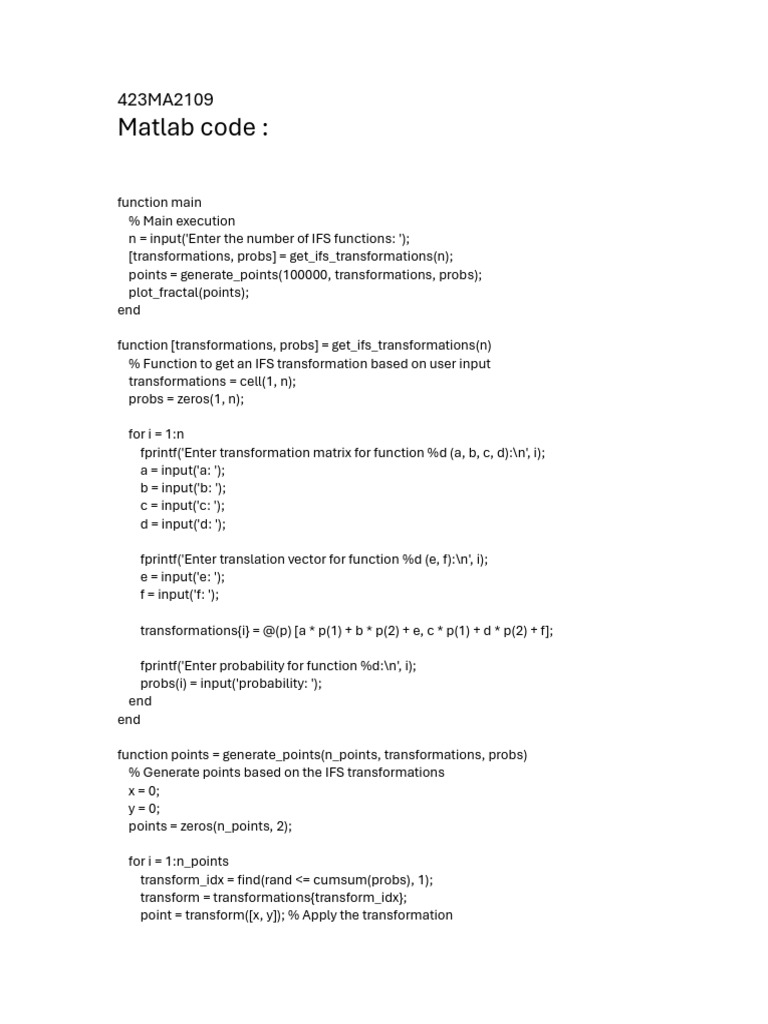 Fractal lab assignment | PDF | Linear Algebra | Algebra
