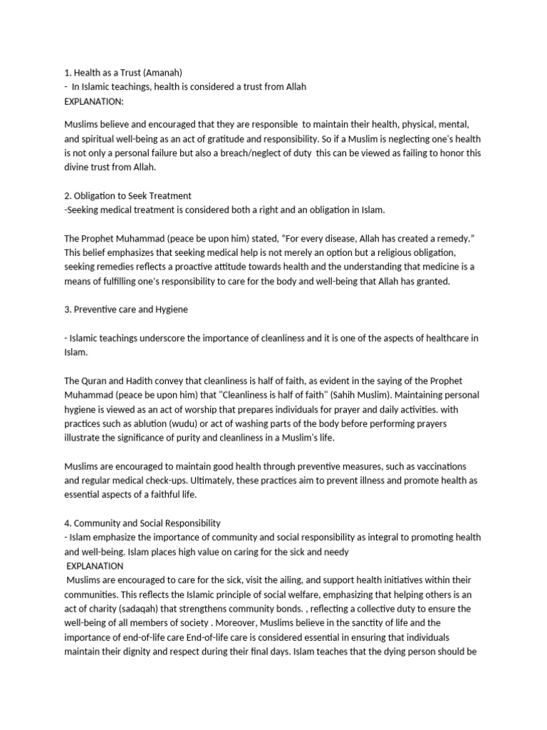 Islamic Principles of Health and Well-Being | PDF | Muhammad | Faith