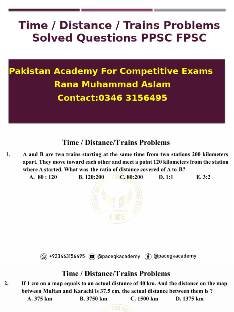 Time-Distance-Trains Problems | PDF