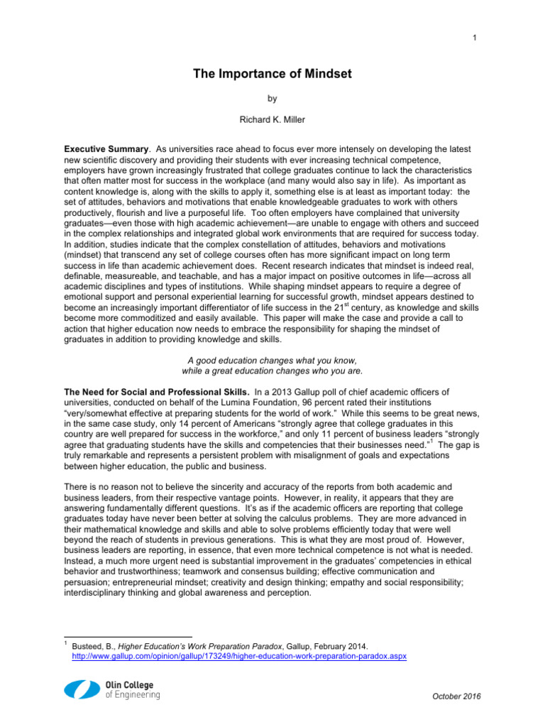 The Importance of Mindset | PDF | Mindset | Grit (Personality Trait)