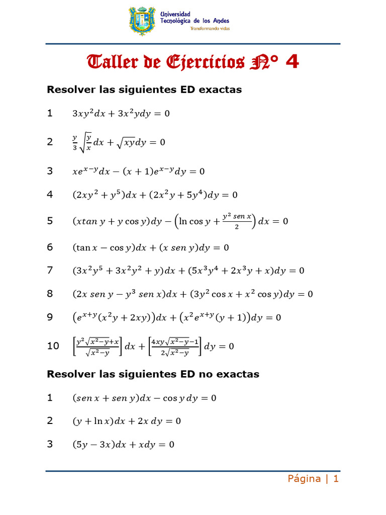 Taller de Ejercicios 4 | PDF | Objetos matemáticos | Análisis matemático