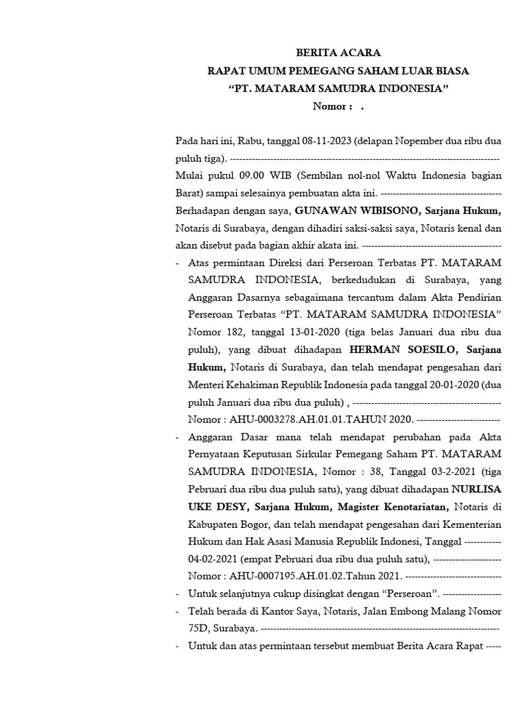 (Draft) Ba Rups Pt. Mataram Samudra Indonesia | PDF