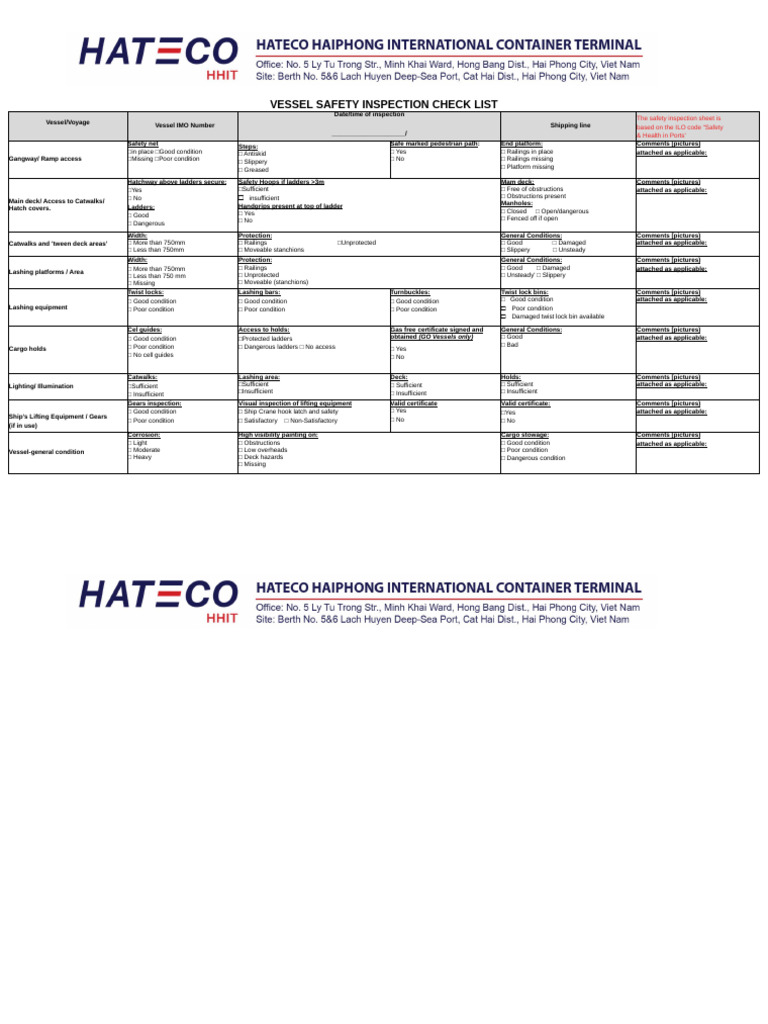 Vessel Safety Inspection Check List - 2 | PDF | Watercraft | Water ...