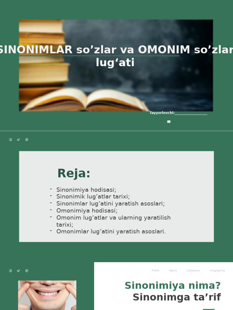 Sinonimlar So'zlar Lug'ati Va Omonim So'zlar Lug'ati | PDF