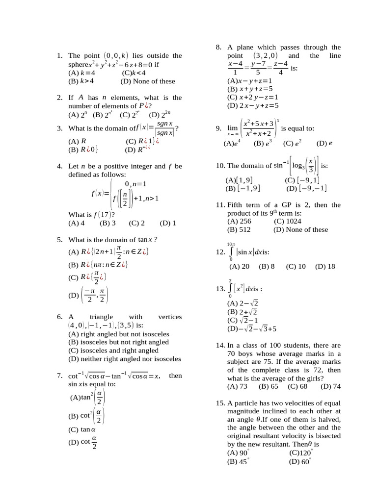 Entrance Examination Question Paper 2022 With Answer | PDF ...