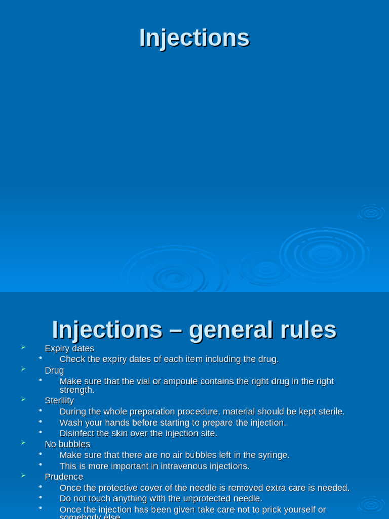 03251714_Injections | PDF | Injection (Medicine) | Medical Treatments