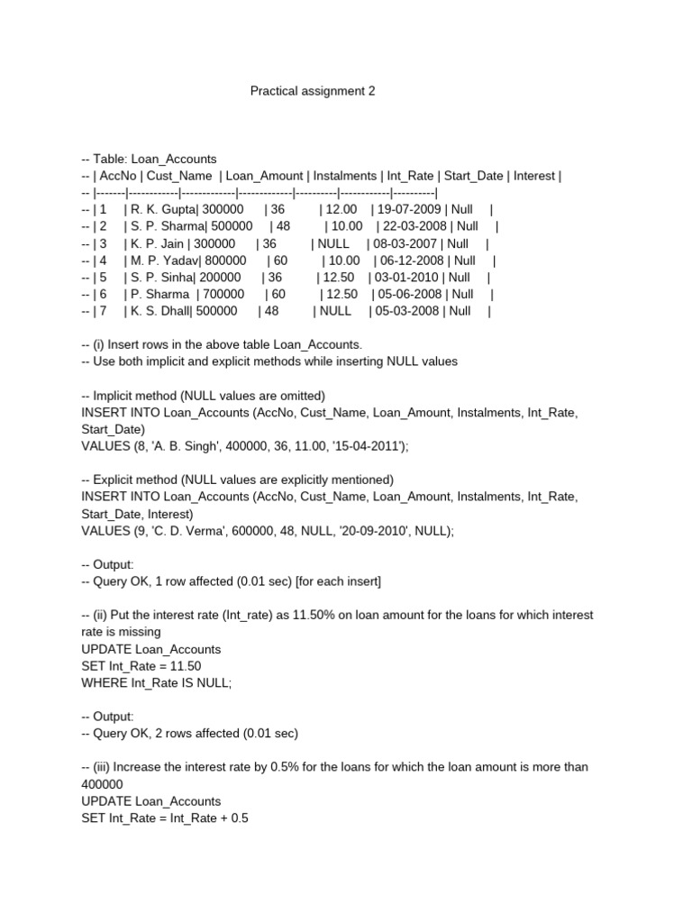 Practical assignment 2 cs class 12 | PDF | Interest | Loans Practical assignment 2 cs class 12 | PDF | Interest | Loans