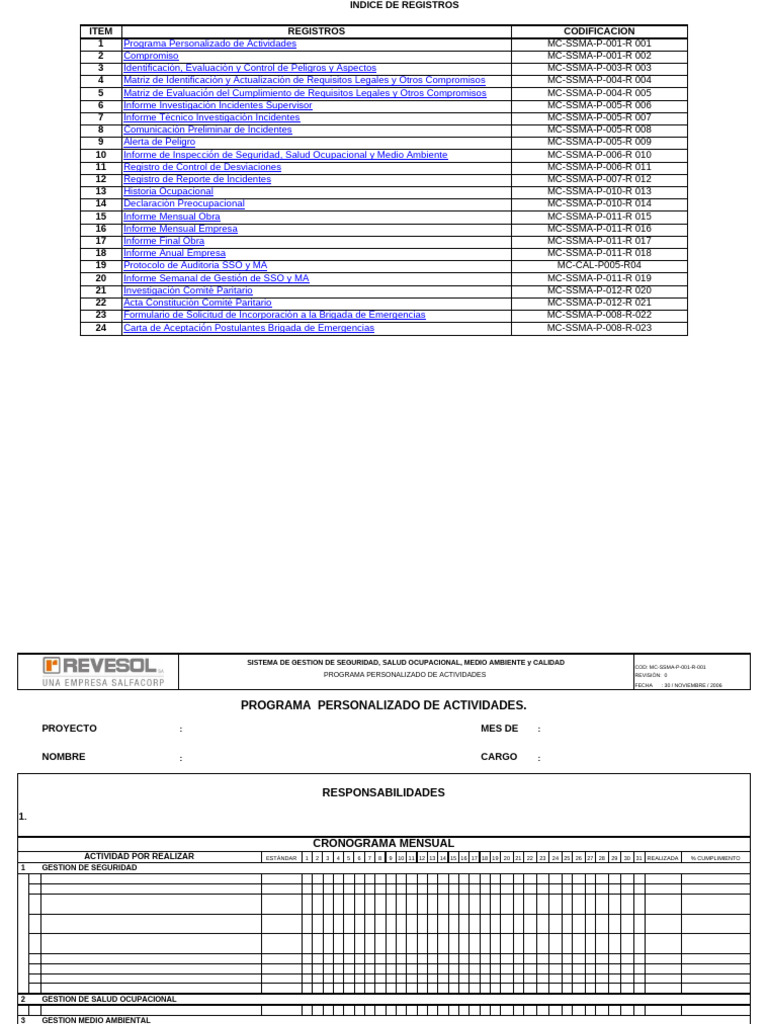Registros Procedimientos de Implement. | PDF | Seguridad y salud ... Registros Procedimientos de Implement. | PDF | Seguridad y salud ...