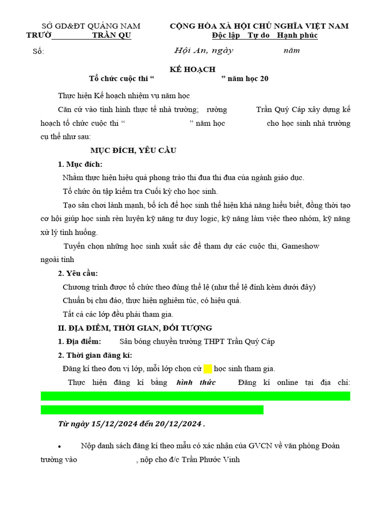 KẾ HOẠCH rung chuông vang tqc | PDF