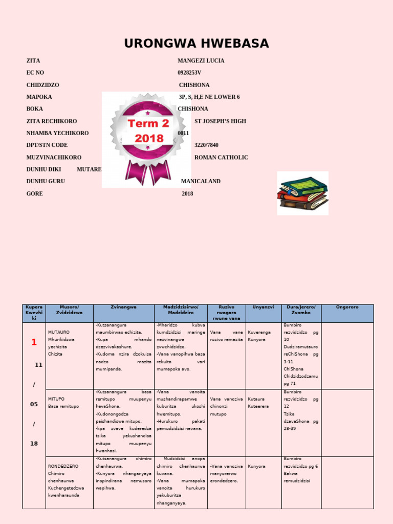 Kotoro YeChipiri Hurongwa Hwebasa Formu 5 2018 | PDF