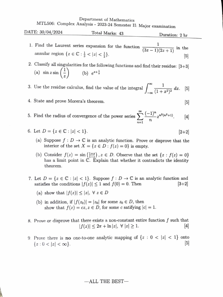 Major+Soln | PDF | Calculus | Mathematical Objects