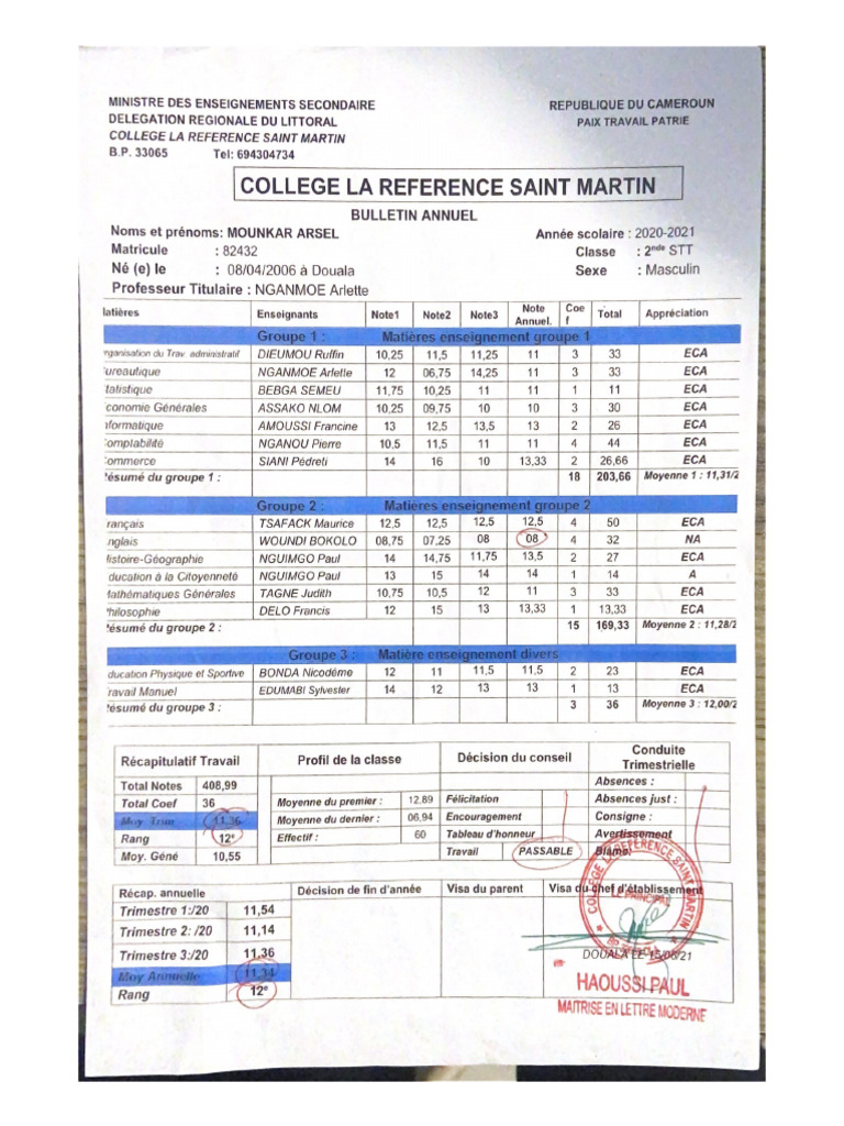 BULLETIN ANNUEL 2nd | PDF