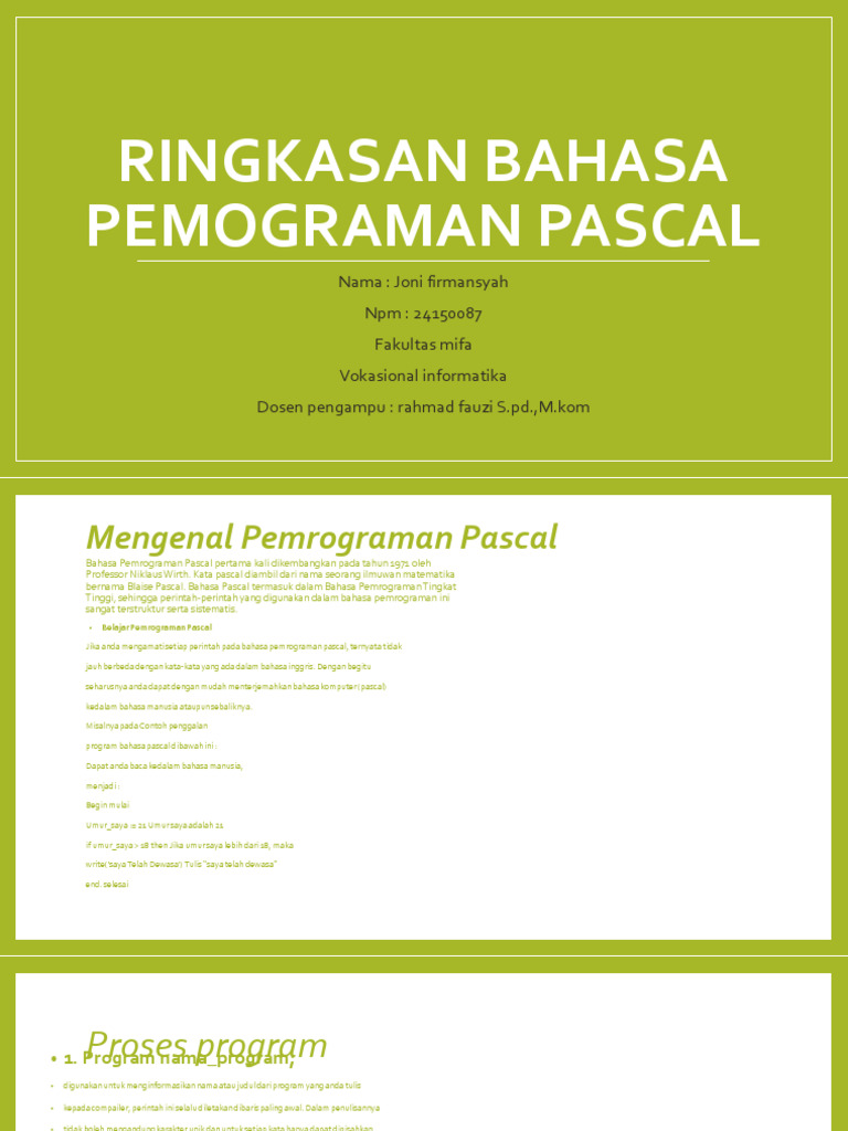 Pemrograman Dasar dengan Pascal | PDF