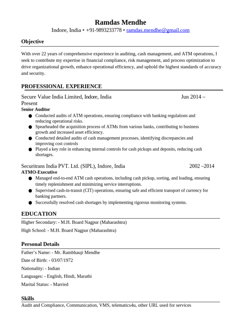Senior-Auditor - Template 6 | PDF