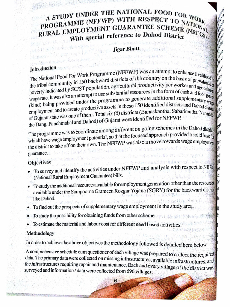 Study Under The National Food For Work Prog With Respect To Nregs Dahod ...