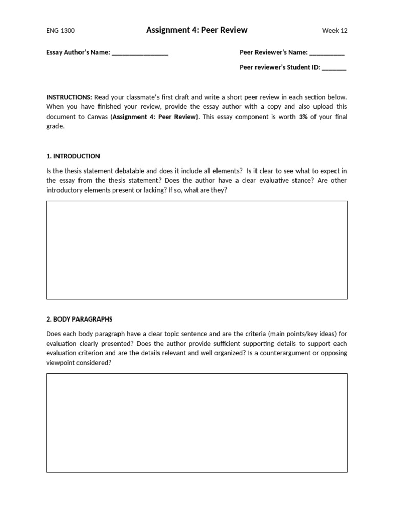 Peer Review Form | PDF