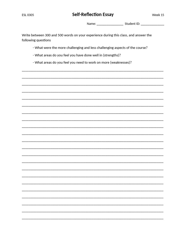 Self-Reflection Essay 0305 | PDF