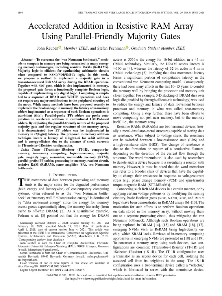 Accelerated Addition in Resistive RAM Array Using Parallel-Friendly ...