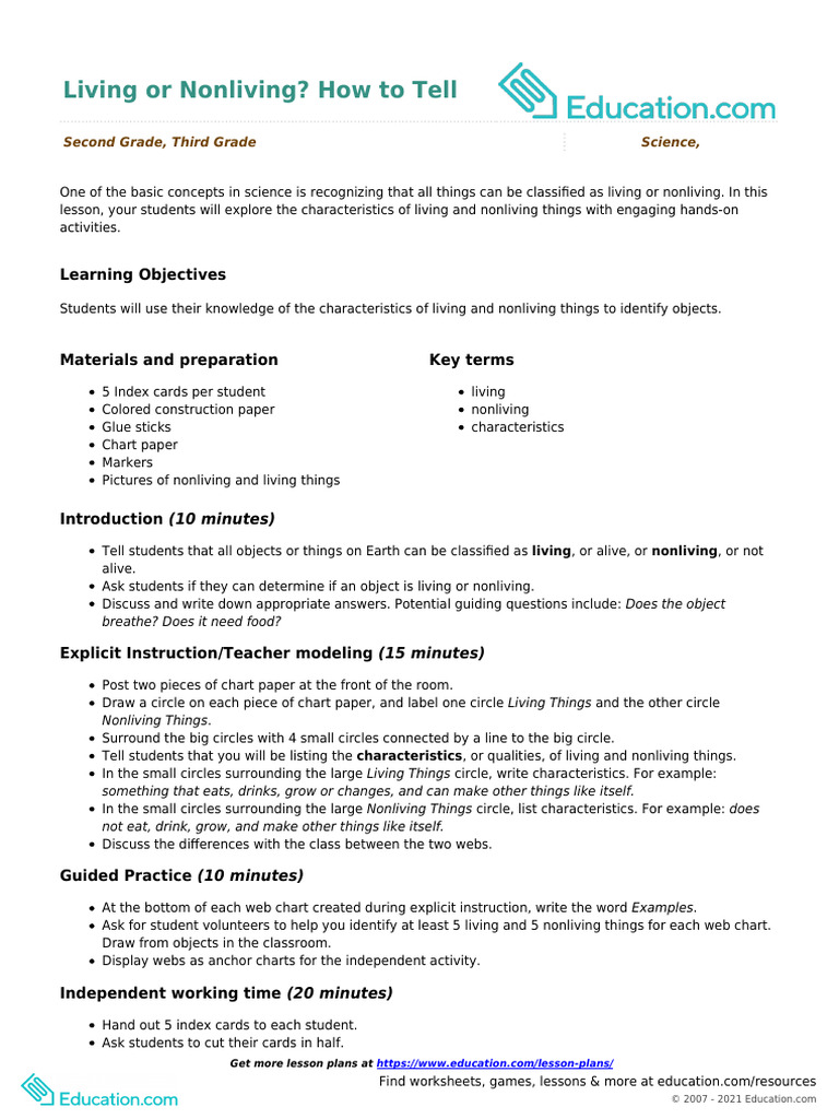Usr Local SRC Education - Com Files Static Lesson Plans Living or Nonliving How To Tell Living ...