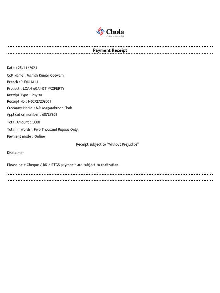 Loan Payment Confirmation | PDF